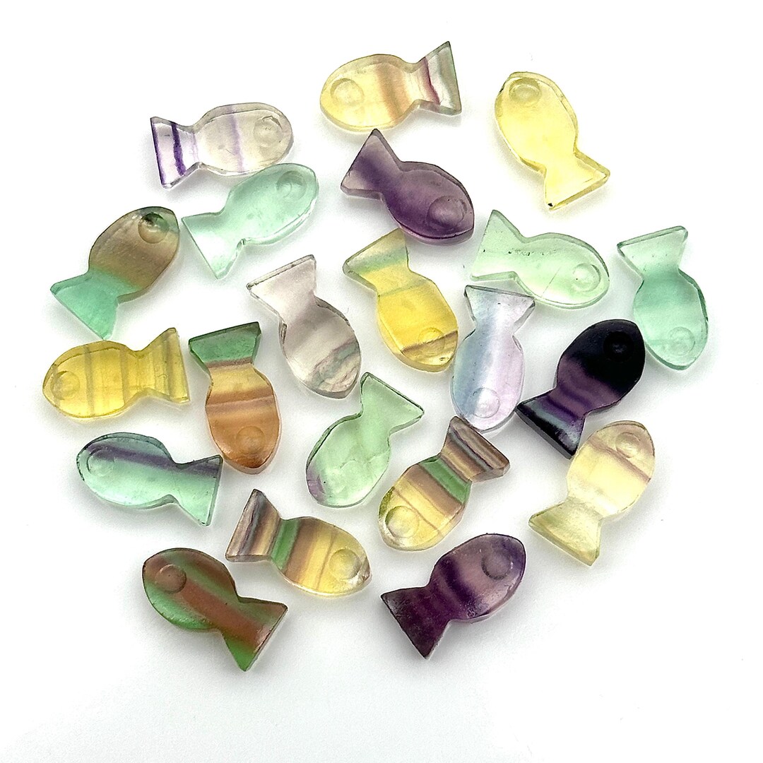 Carved Fluorite Fish Charms: Multi-color Gemstone Jewelry (7x14 Mm - Etsy