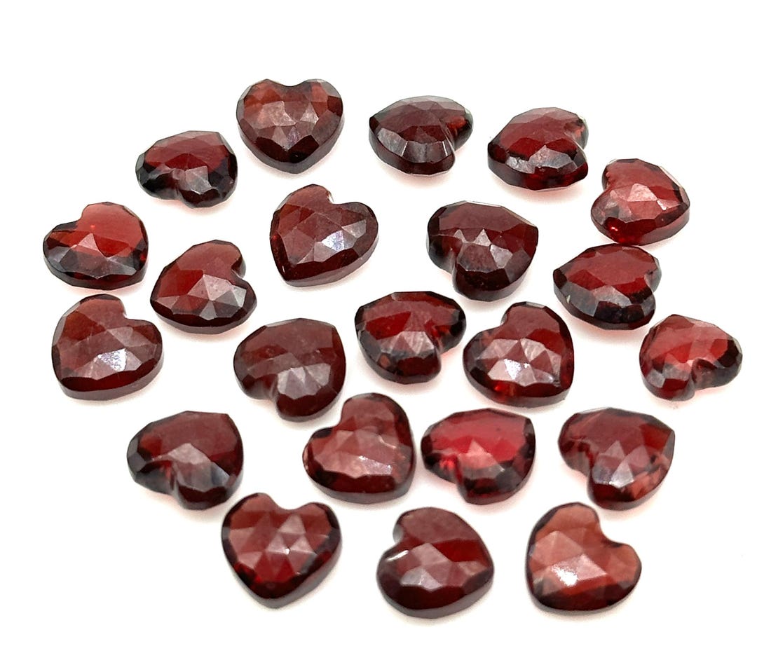 Natural Red Garnet Heart Shape Beads, Faceted Heart Shape Beads, Deep ...