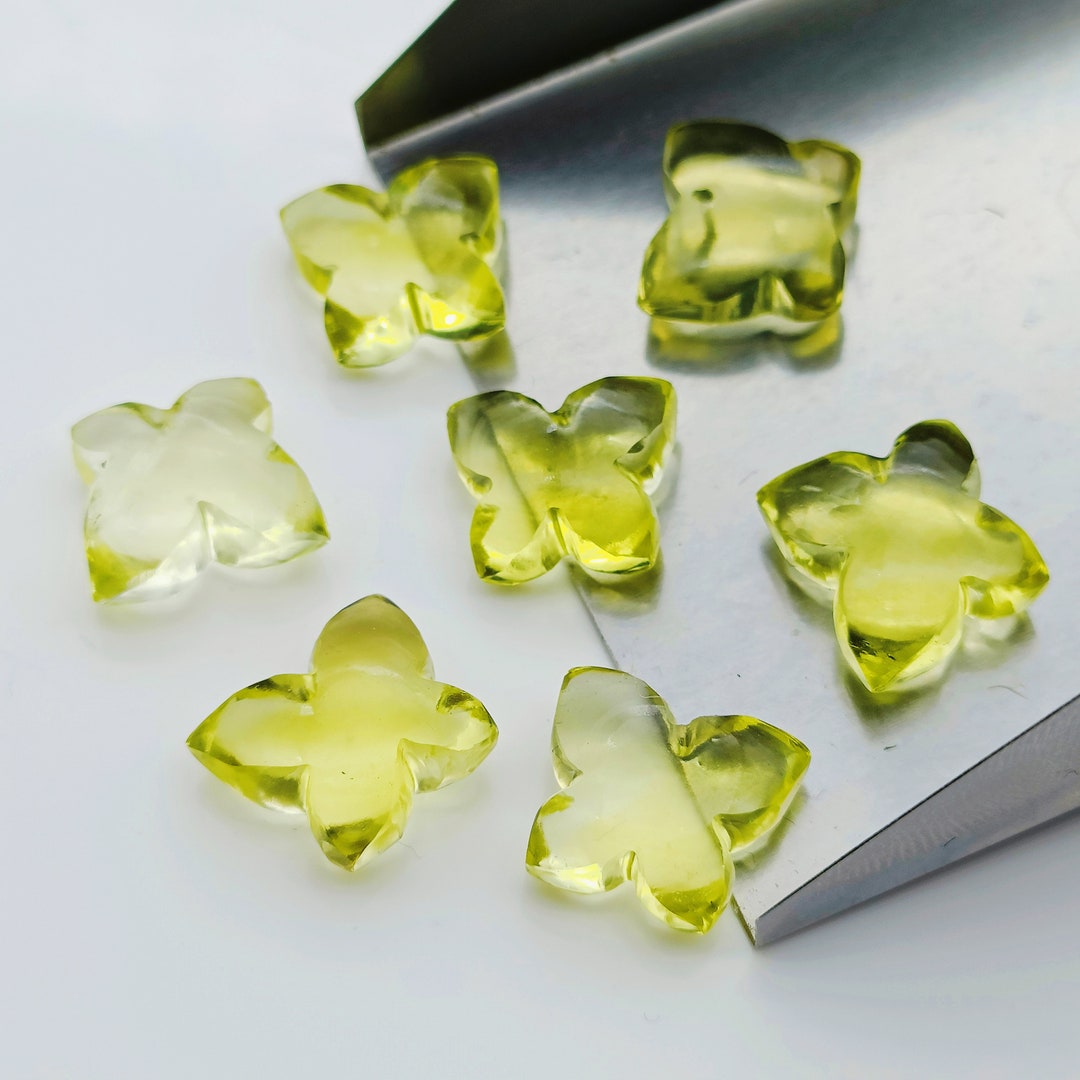 Natural Lemon Quartz Butterfly Shape Gemstone Beads, Hand Carved ...