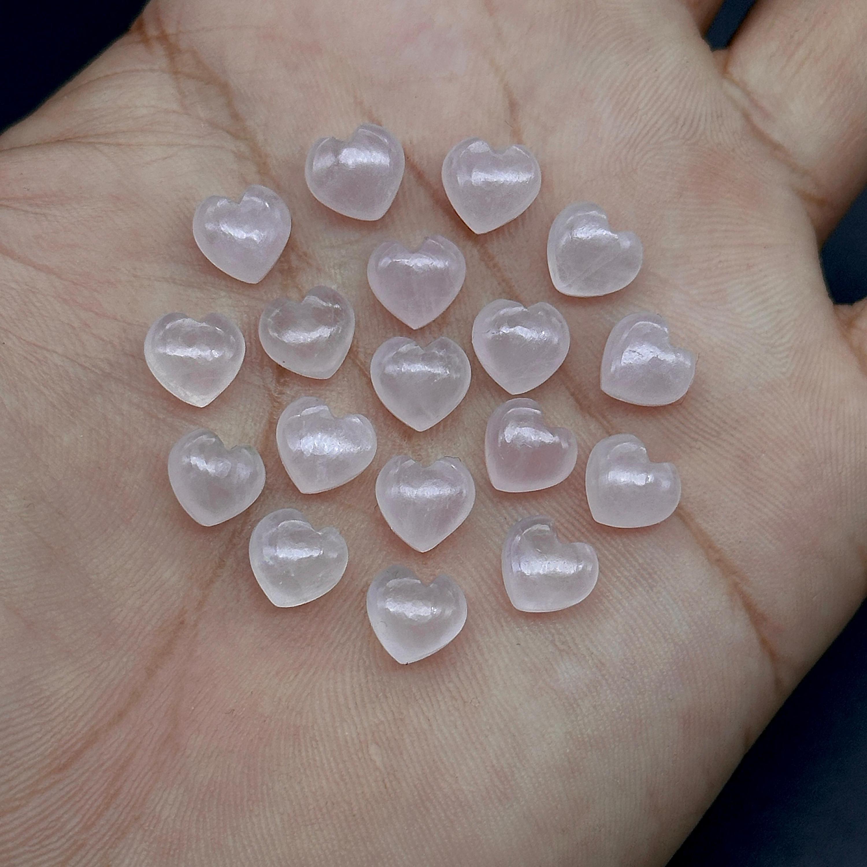 Mini Rose Quartz Heart Shape Beads, Natural Rose Quartz Smooth Heart ...