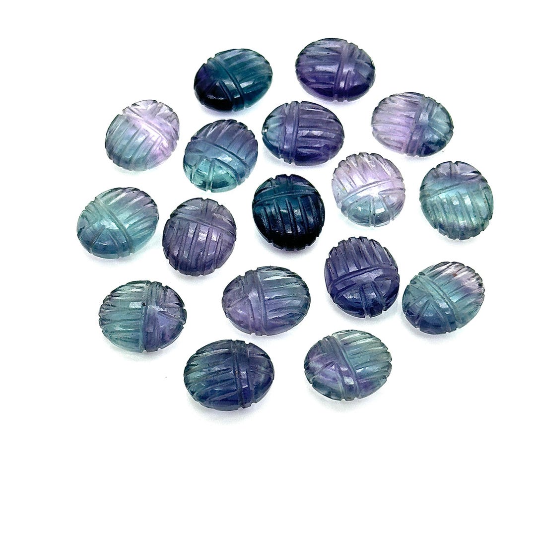 Natural Multi Fluorite Scarab Shape Beads, Hand Carved Fluorite Scarab ...
