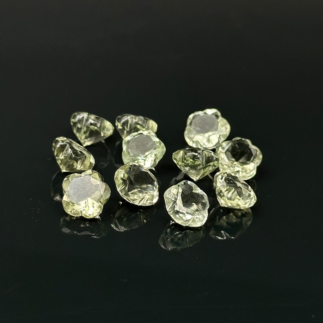Natural Green Amethyst Flower Shape Faceted Gemstone, Flower Shape ...