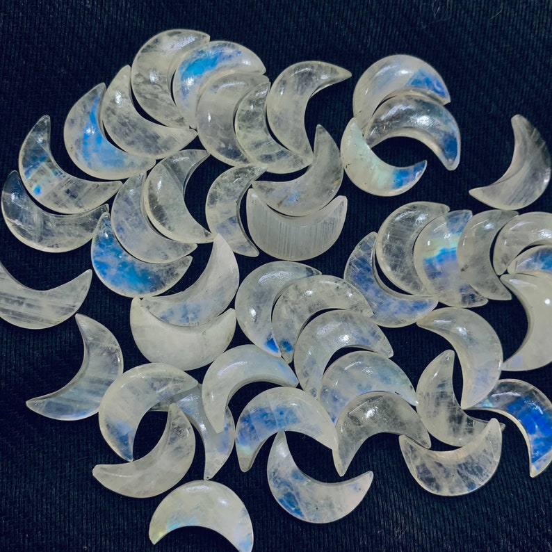 Flashy Rainbow Moonstone Smooth Cresent Moons, Natural Rainbow ...