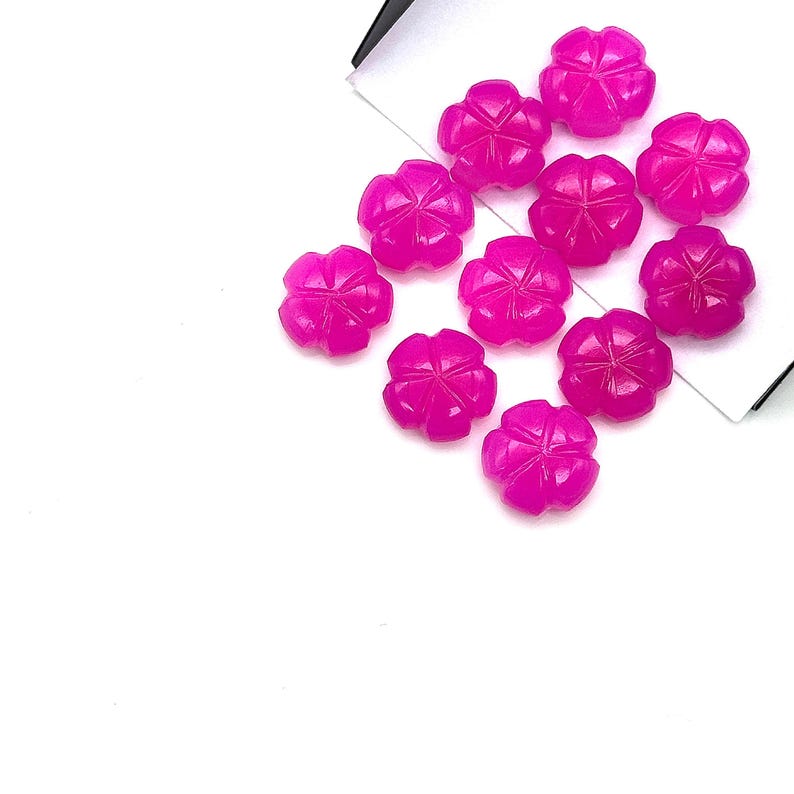 Pretty Hot Pink Chalcedony Flower Shape Gemstone Carvings, Both Side ...