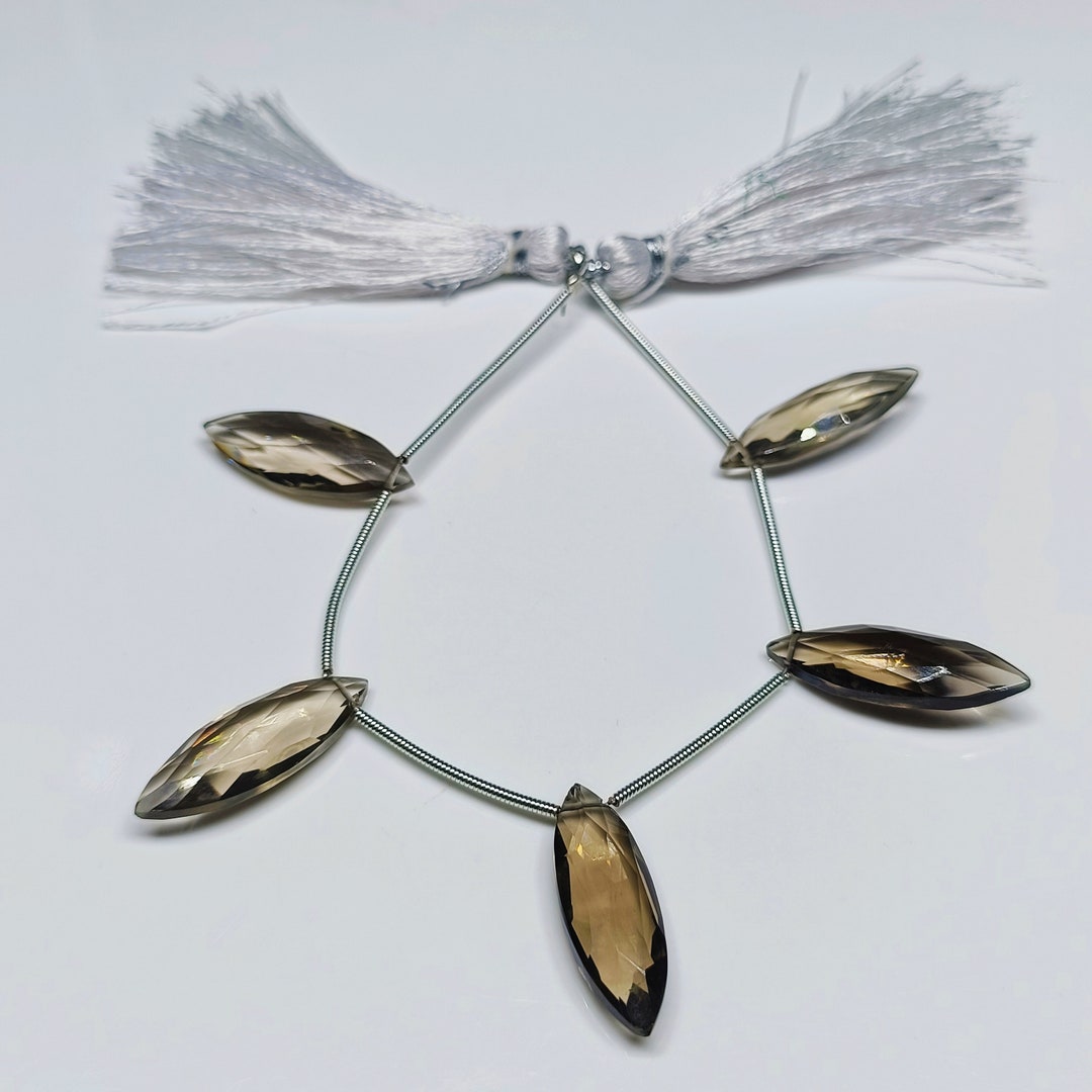 Amazing Fancy Shape Beads Strands 100% 5 Pcs Natural Smokey Quartz ...