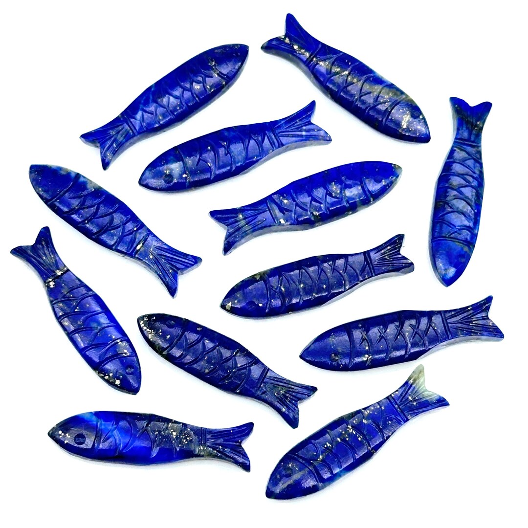 Natural Lapis Lazuli Handmade Fish Carving, Fish Shape Carved Gemstone ...