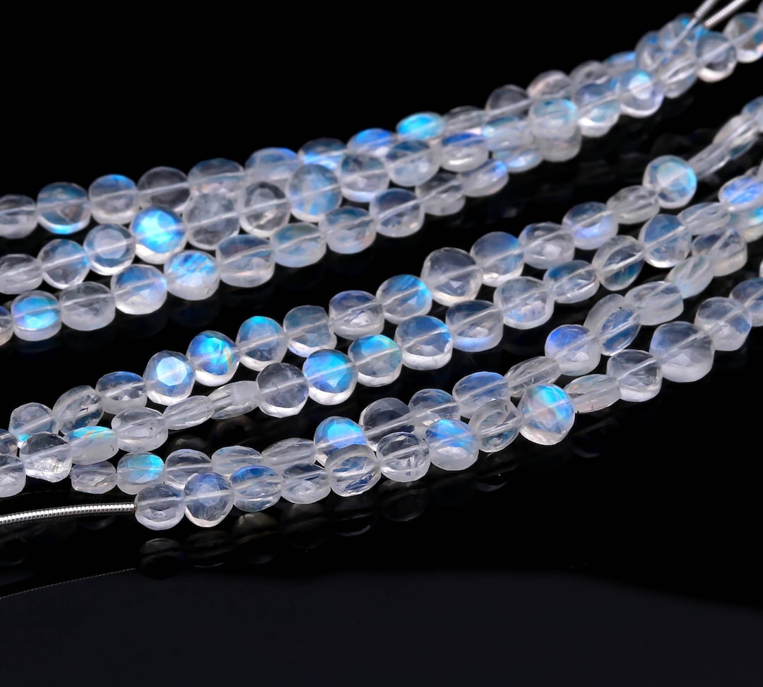 High Flashy Rainbow Moonstone Coin Shape Beads, Faceted Hand Carved ...