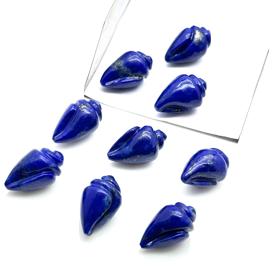 Genuine Lapis Lazuli Conch Shell Shape Beads, Smooth Lapis Snail Shell ...
