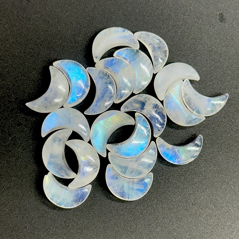Rainbow Moonstone Moon Beads: Hand Carved Briolette Gemstone, 12mm - Etsy