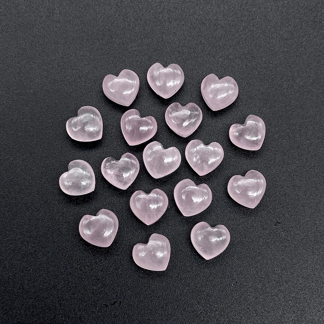 Mini Rose Quartz Heart Shape Beads, Natural Rose Quartz Smooth Heart ...