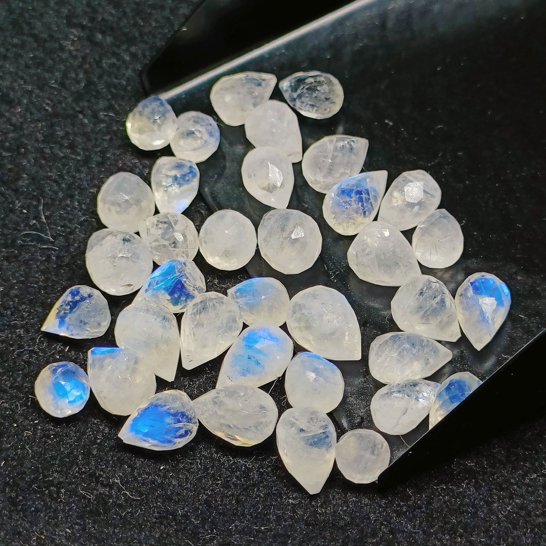 Natural Flashy Rainbow Moonstone Drop Shape Beads, Faceted Teardrop ...
