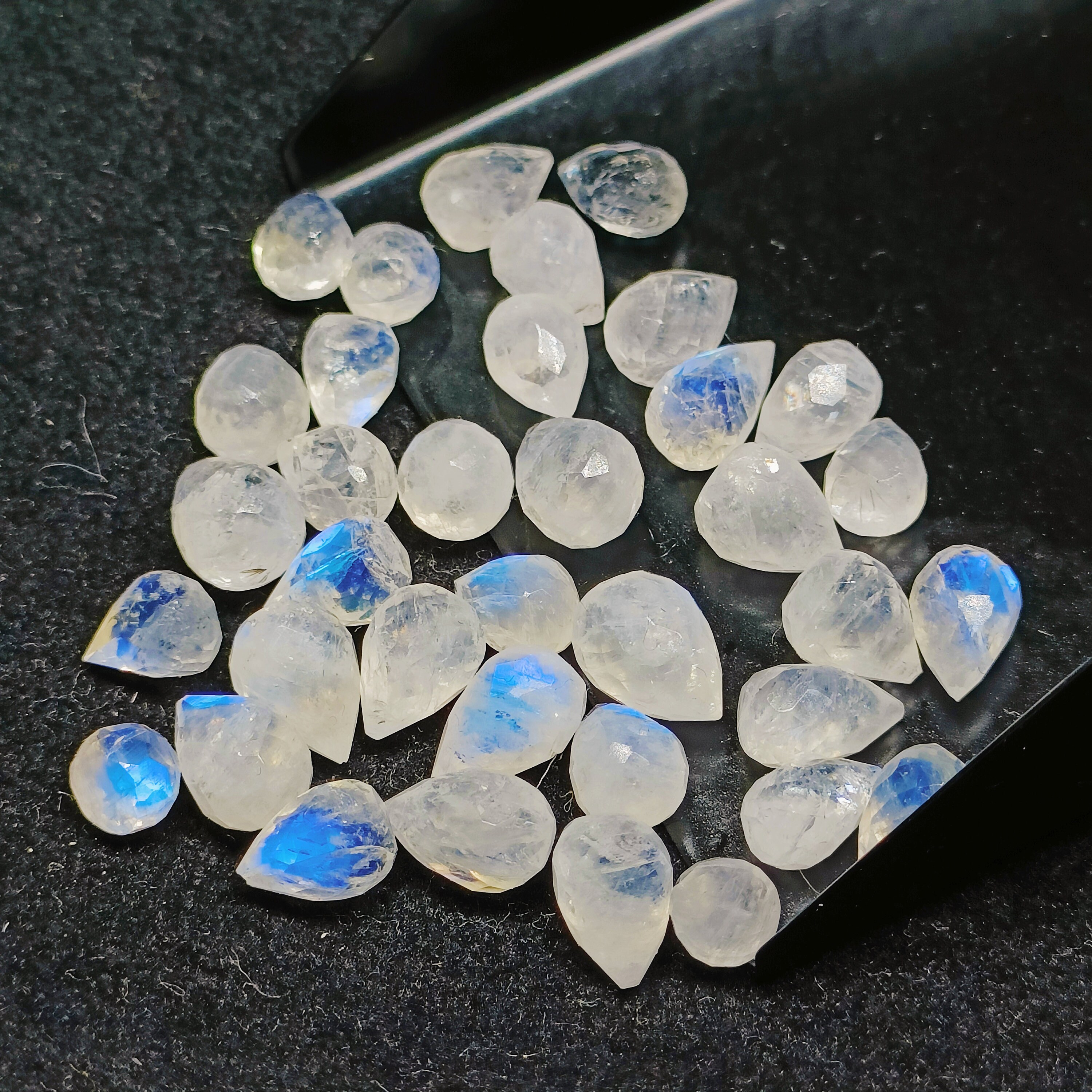 Natural Flashy Rainbow Moonstone Drop Shape Beads, Faceted Teardrop ...