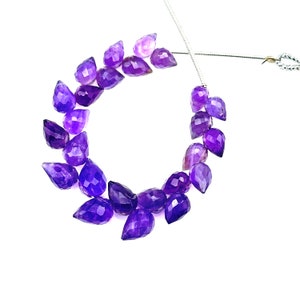 Natural Amethyst Faceted Drop Shape Beads, 6X8 Mm Faceted Amethyst ...