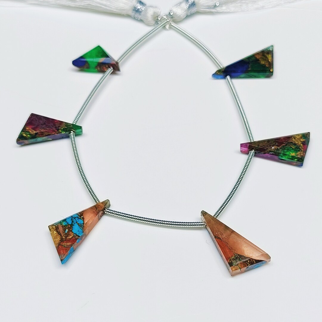 Amazing Fancy Shape Beads Strands 100% Synthetic 6 Pcs Multi Turquoise ...