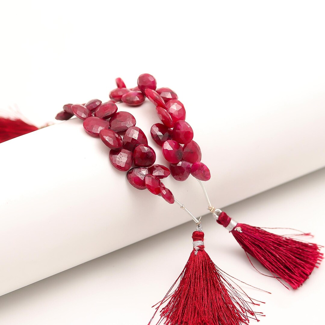 Ruby Faceted Heart Shape Beads, Red Ruby Corundum Heart Shape Carved ...