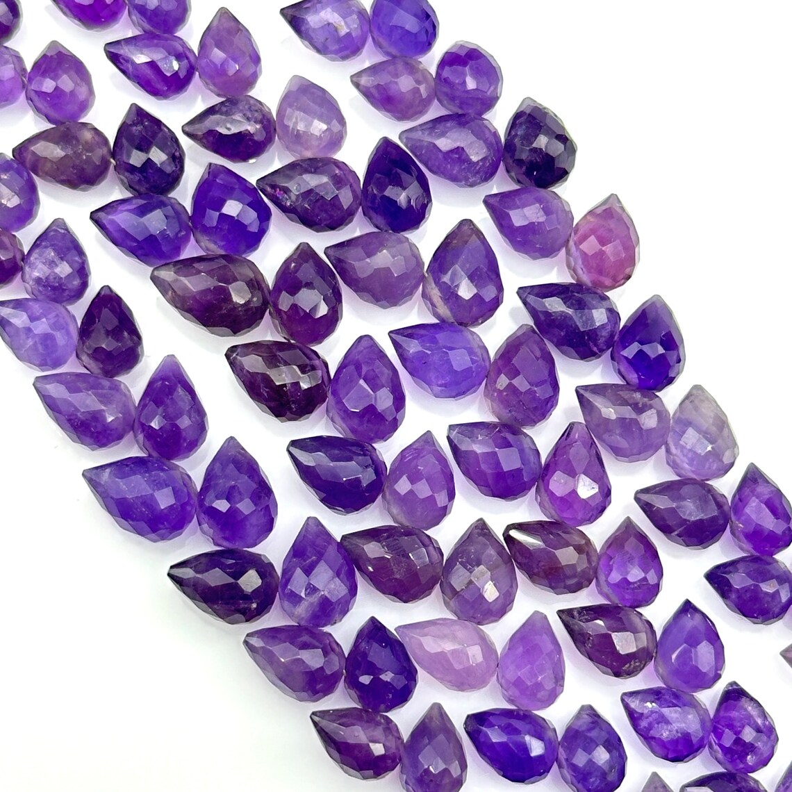 Natural Amethyst Faceted Drop Shape Beads, 6X8 Mm Faceted Amethyst ...