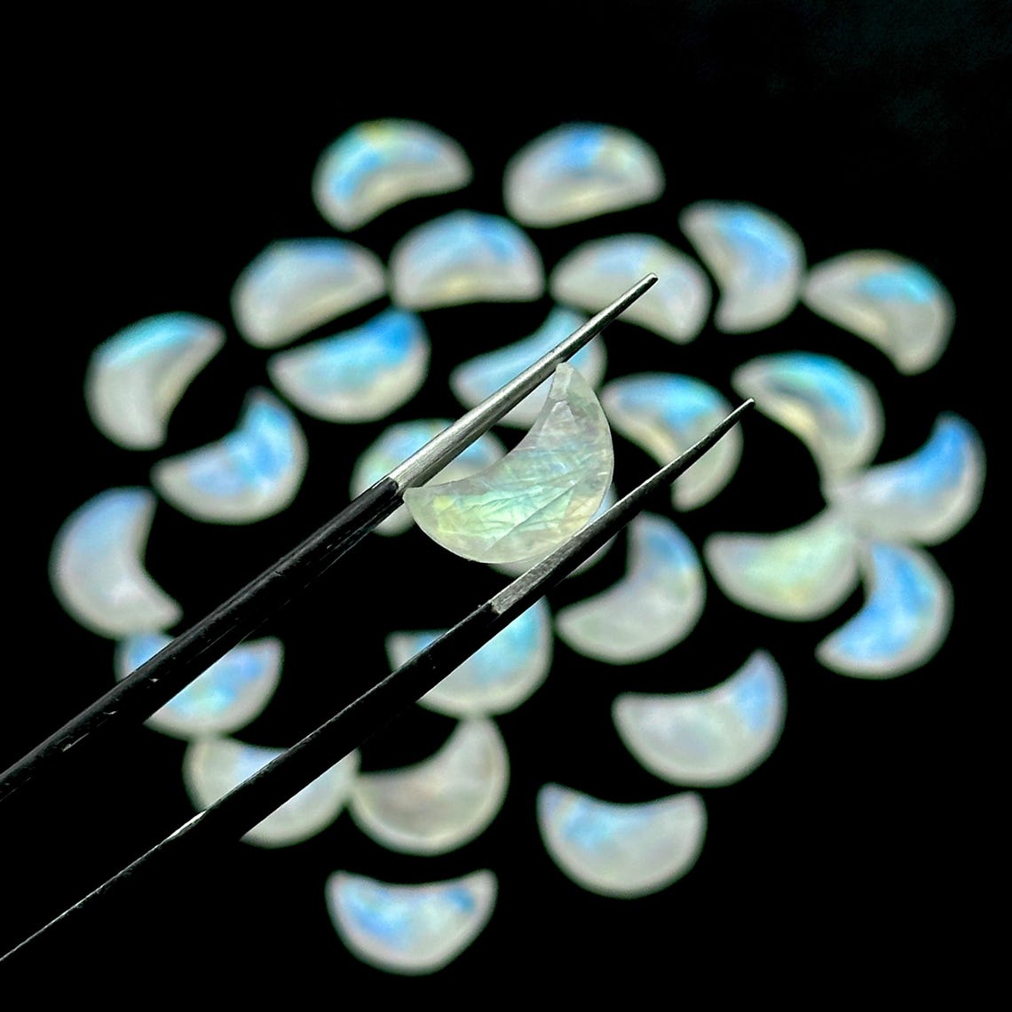Superb Rainbow Moonstone Moon Shape Briolettes, Faceted AAA Rainbow ...