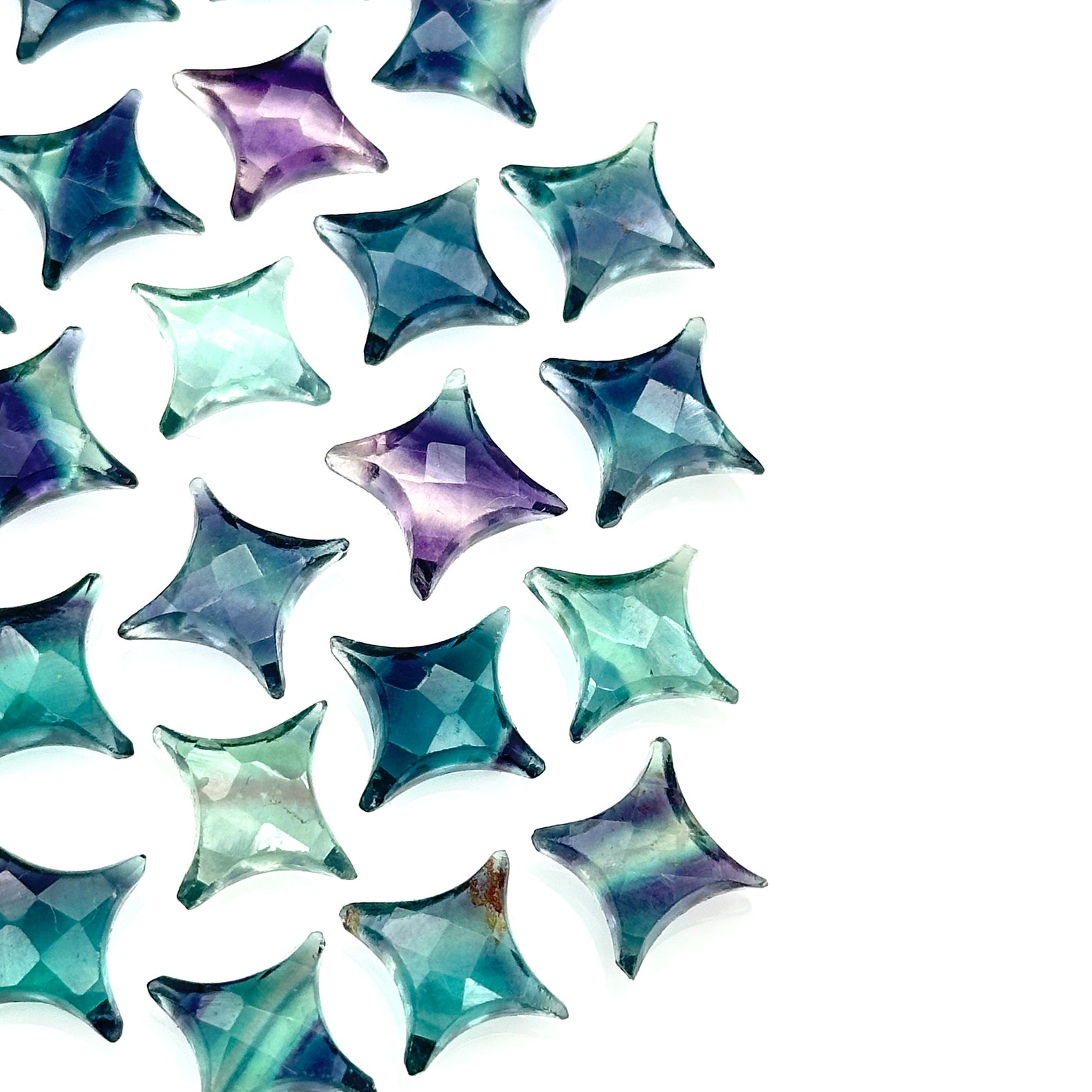 Natural Multi Fluorite Ninja Star Shape Carving Beads, Fancy Star Shape ...