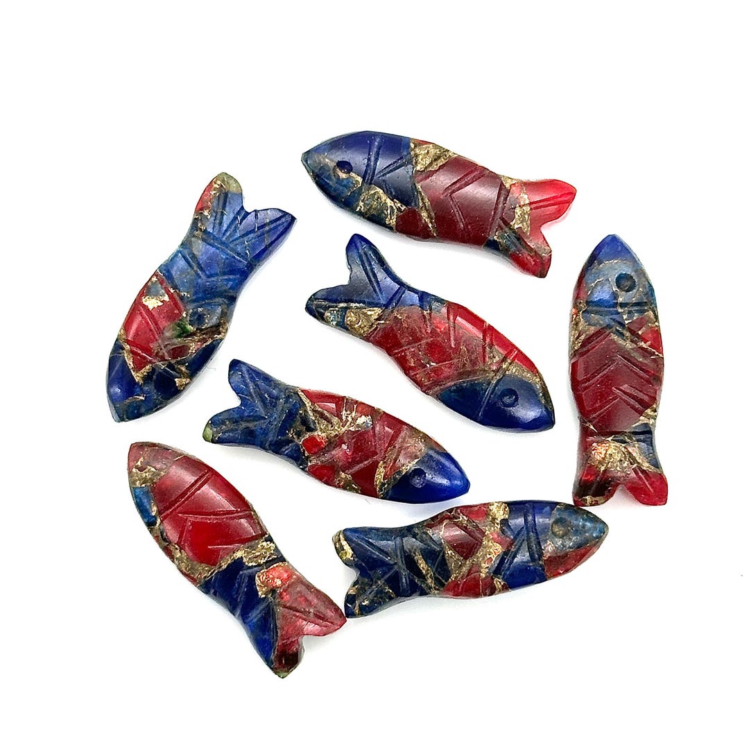 Rare Blue Red Copper Turquoise Fish Shape Gemstone, AAA Turquoise Fish ...