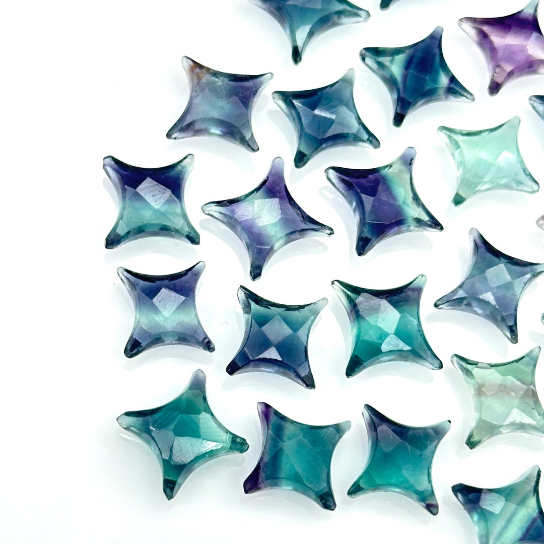 Natural Multi Fluorite Ninja Star Shape Carving Beads, Fancy Star Shape ...