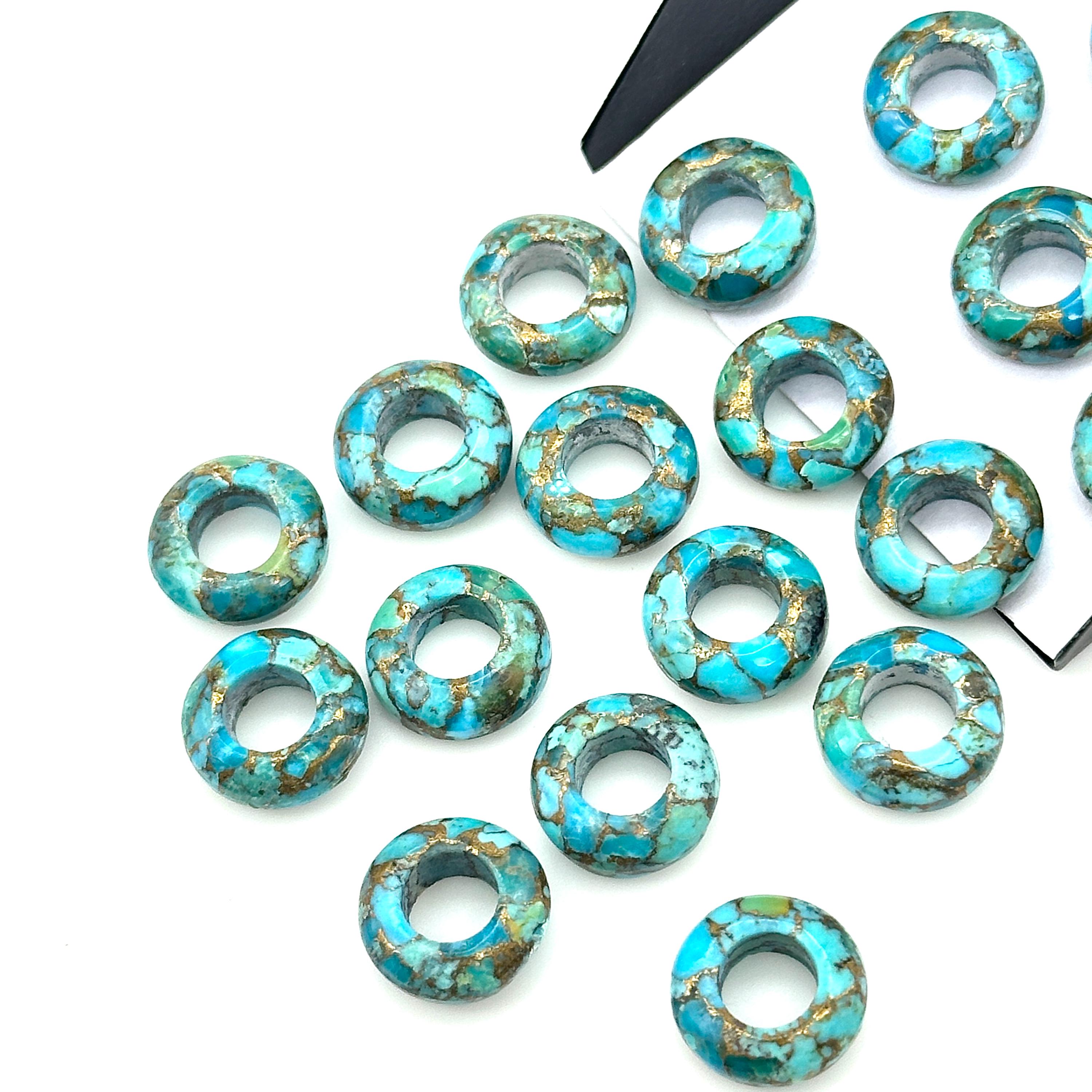 Amazing Copper Turquoise Donut Shape Gemstones, Turquoise Donut Carving ...