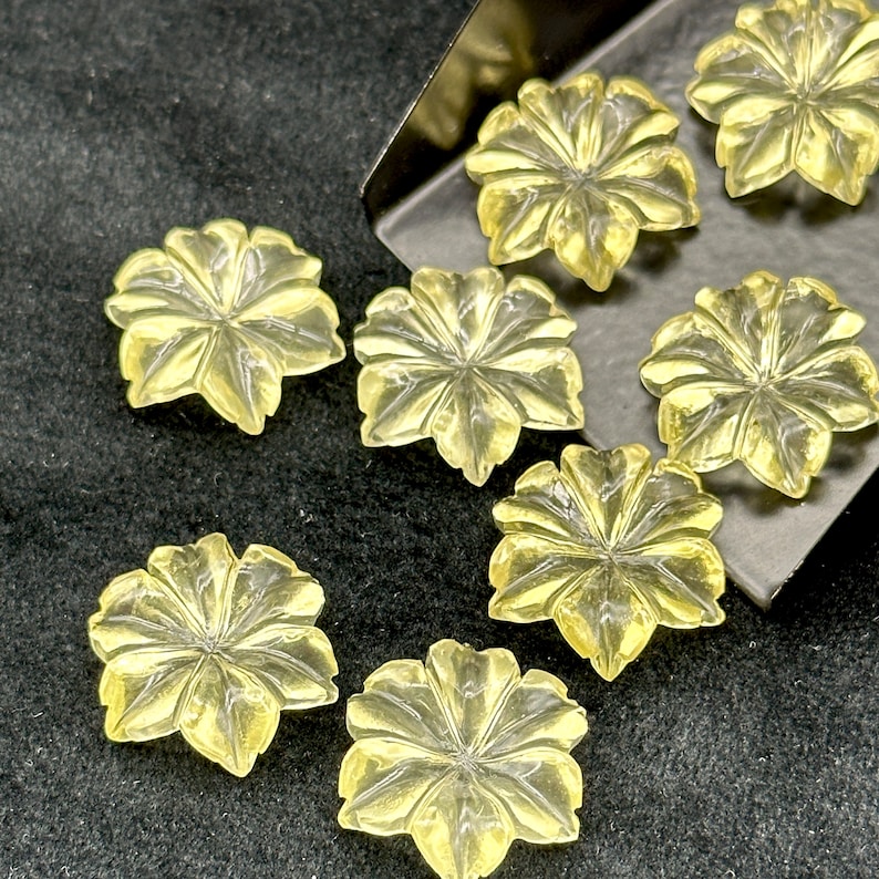 Natural Lemon Quartz Flower Shape Carvings, Lemon Quartz Hand Carving ...