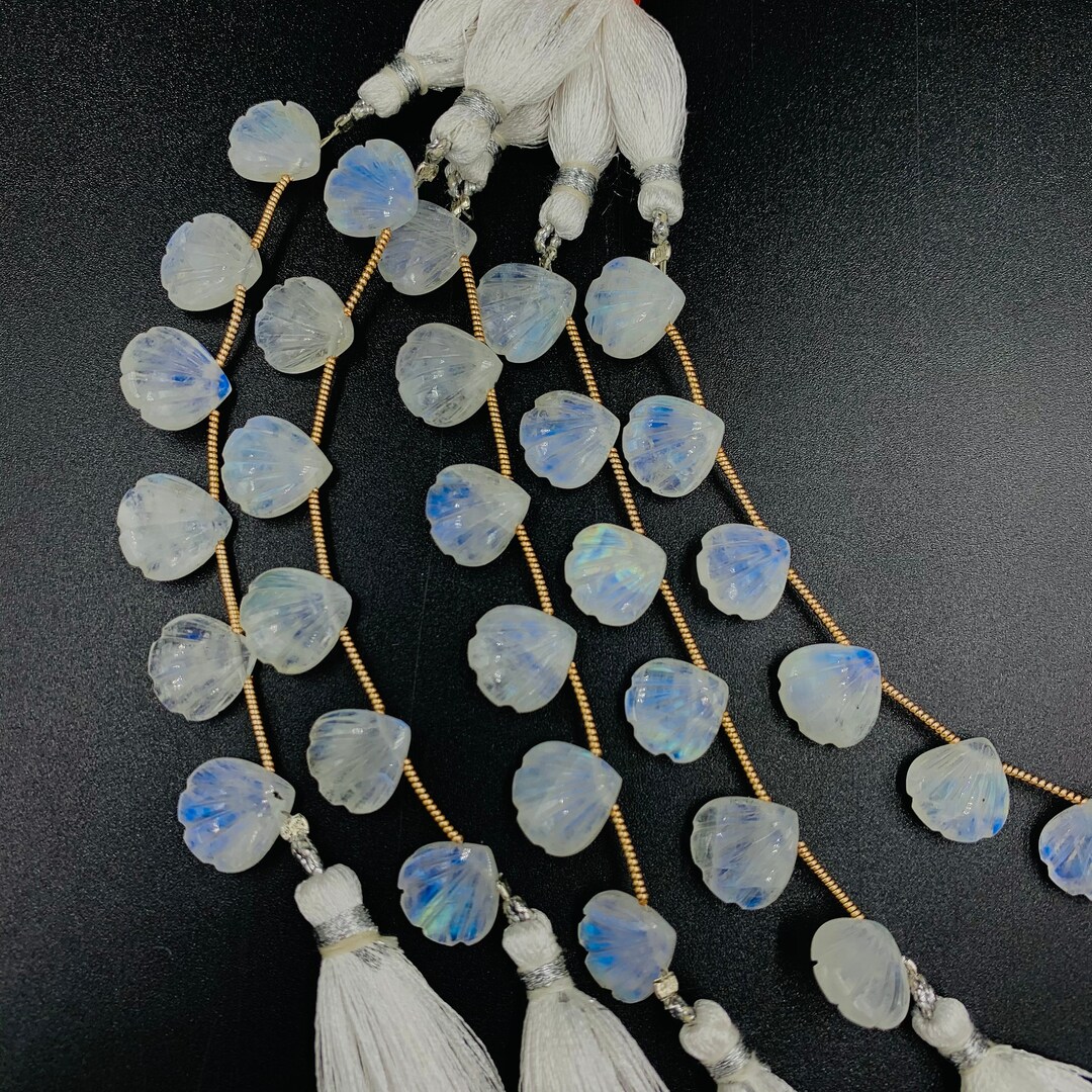 Natural Rainbow Moonstone Sea Shell Shape Gemstone, Flashy Rainbow ...