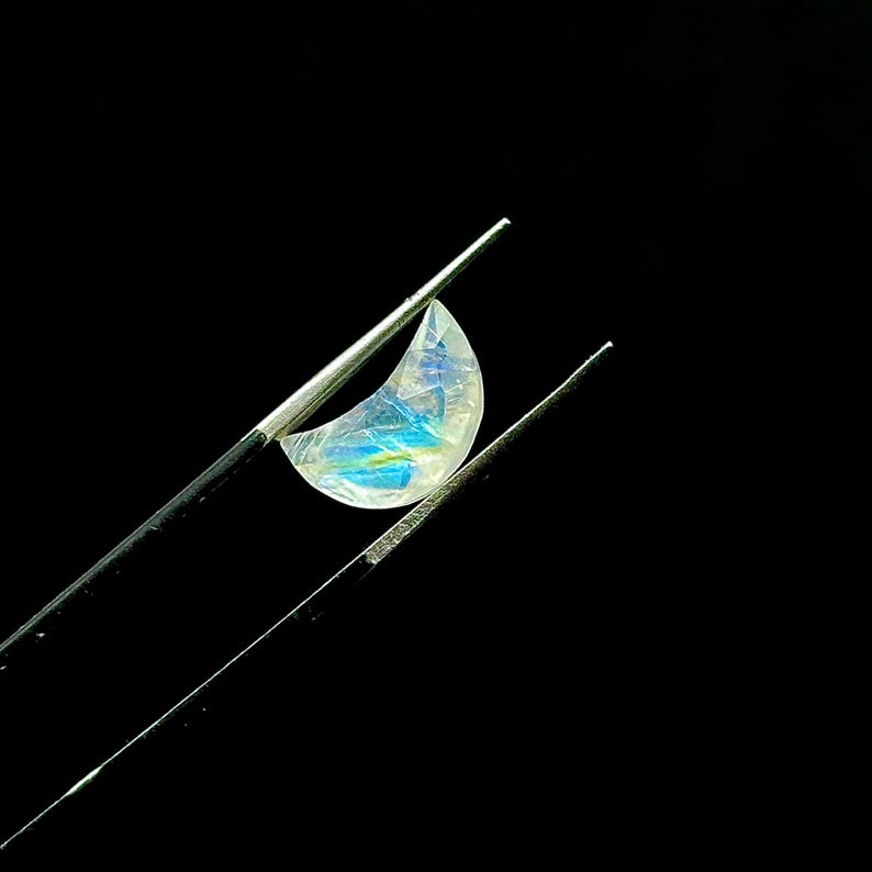 Superb Rainbow Moonstone Moon Shape Briolettes, Faceted AAA Rainbow ...