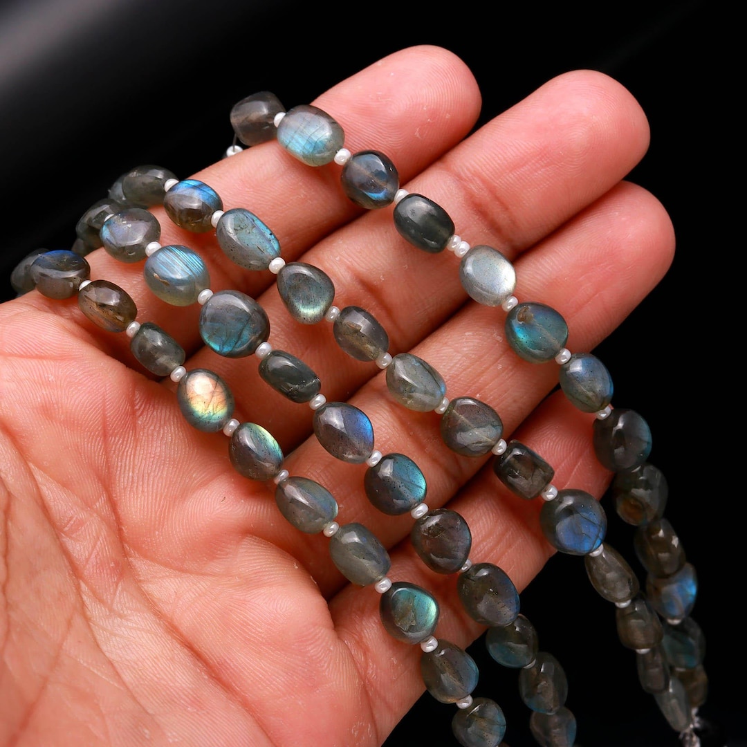 Smooth Labradorite Tumble Shape Beads, Natural Labradorite Plain ...