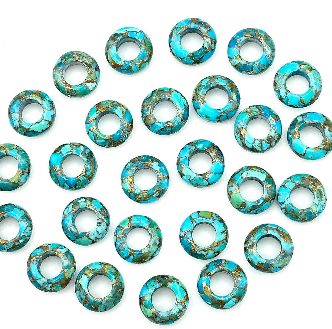 Amazing Copper Turquoise Donut Shape Gemstones, Turquoise Donut Carving ...