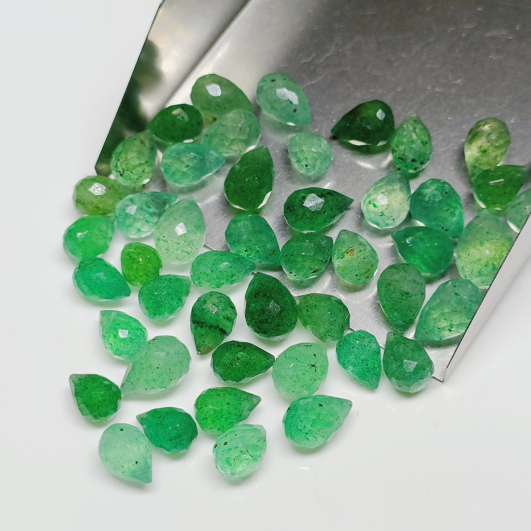 2,3,4,5,6 Pcs 100% Natural Green Strawberry Drop Shape Gemstone ...