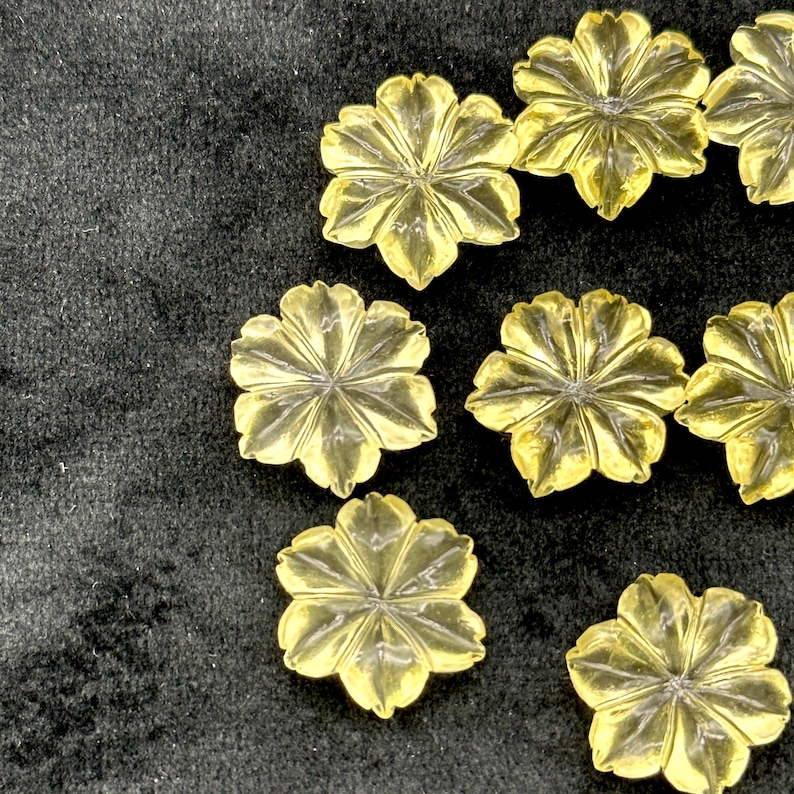 Natural Lemon Quartz Flower Shape Carvings, Lemon Quartz Hand Carving ...