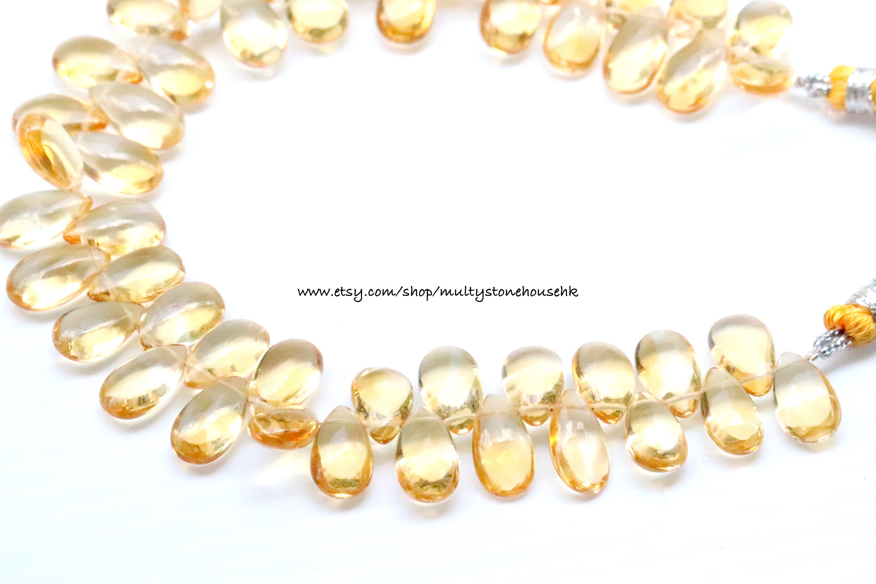 Citrine Smooth Pear Brioletts AAA 20cm 8'Inch Strand | Etsy