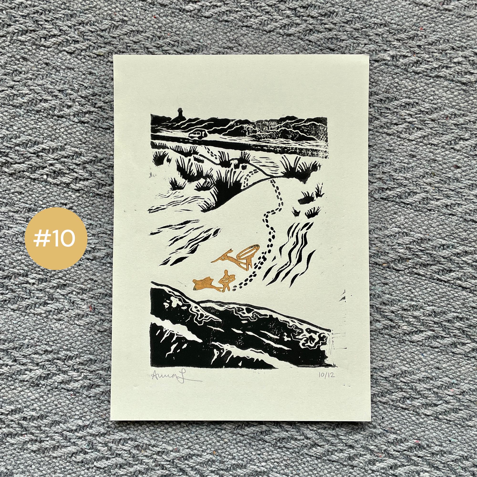 OBX Beach Surfers Linocut Block Print | Original Handprinted Artwork ...