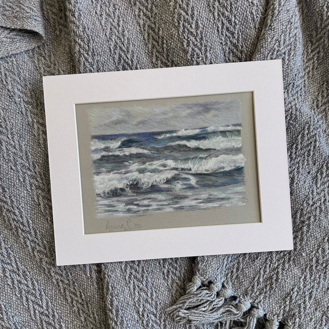 Stormy Sea Original Pastel Drawing | Nor'easter Ocean Waves of Outer ...