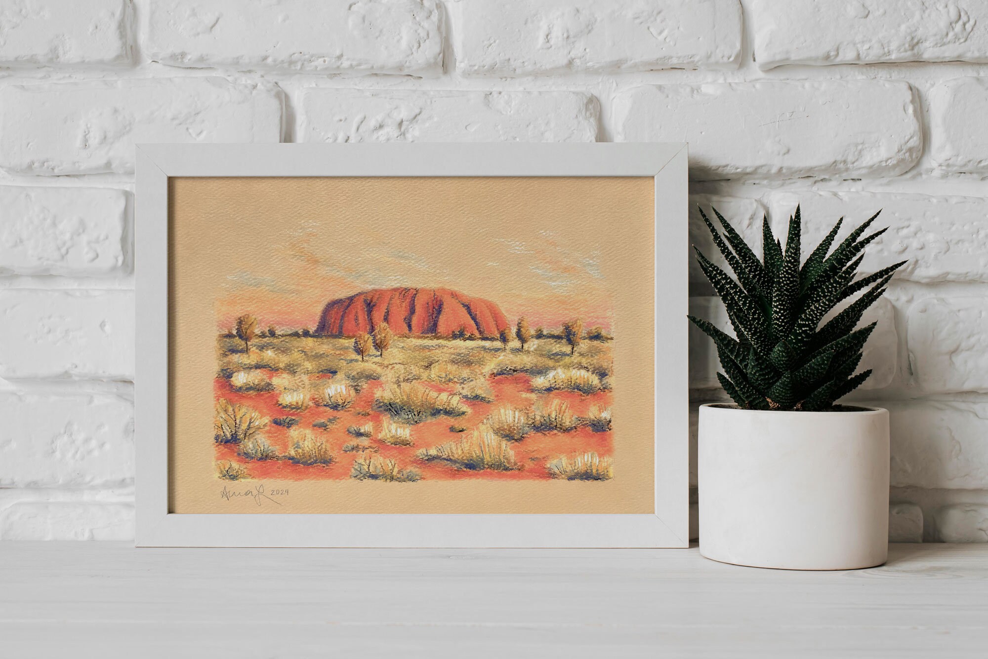 Uluru / Ayers Rock Pastel Art Print 8x10 Australia National Park ...