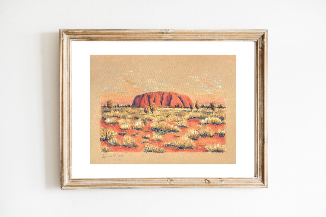 Uluru / Ayers Rock Pastel Art Print 8x10 Australia National Park ...