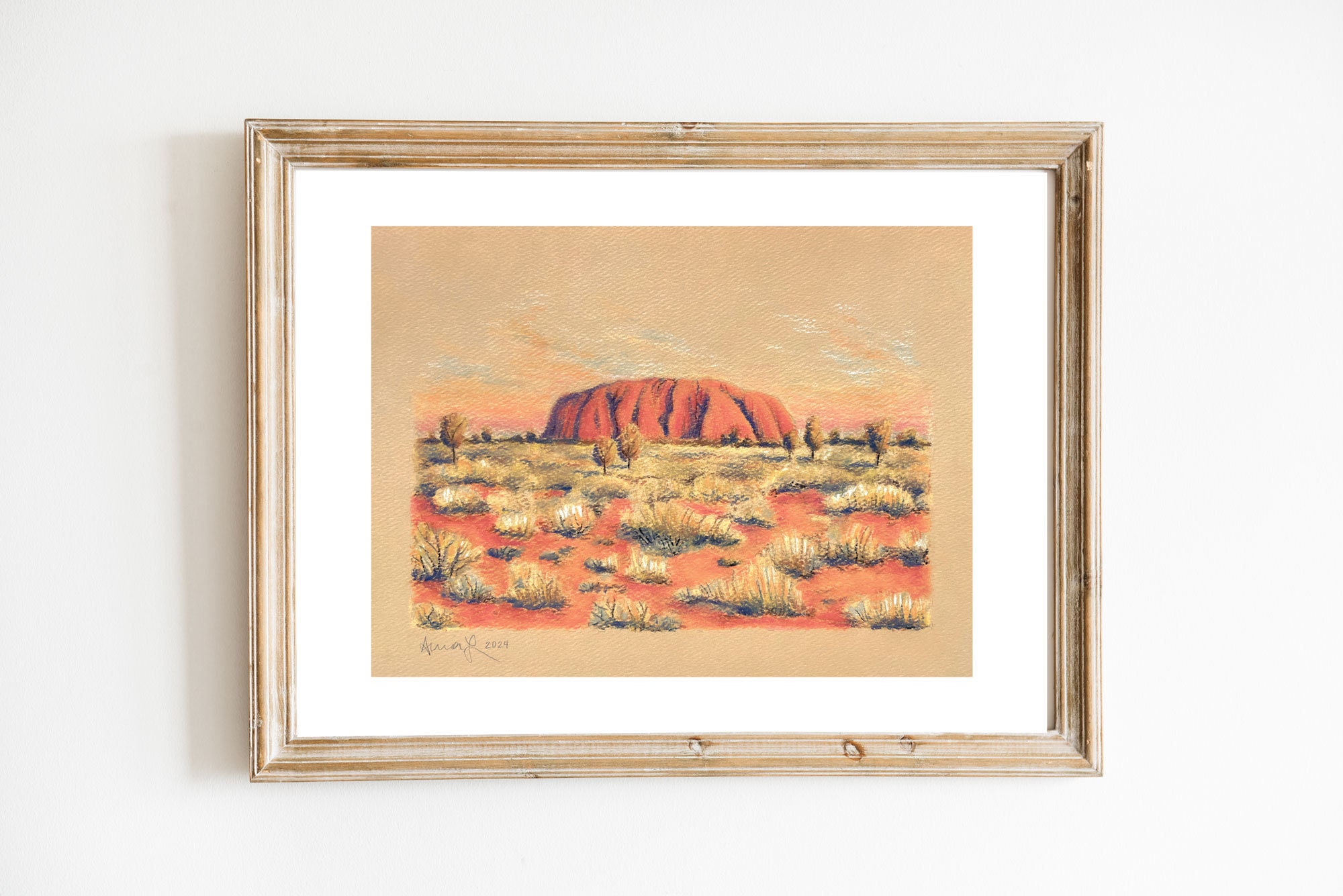 Uluru / Ayers Rock Pastel Art Print 8x10 Australia National Park ...