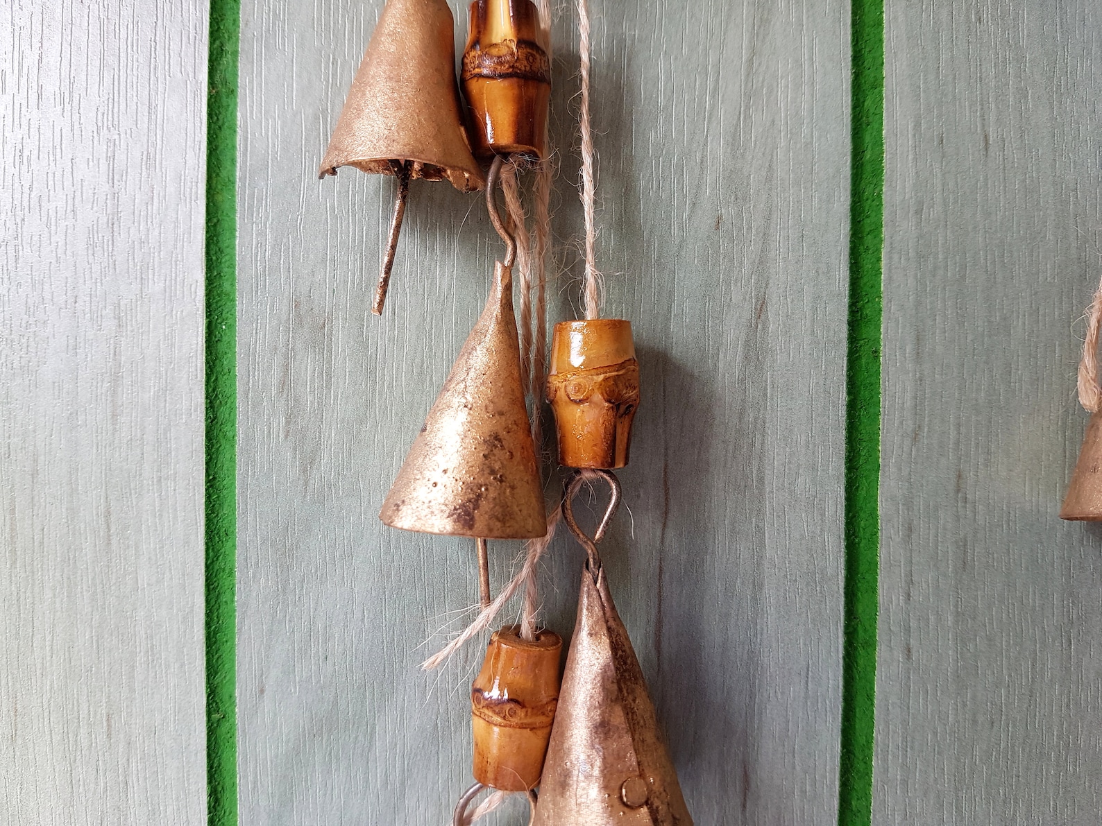 Cow Bells on a String Windchime With Bamboo and Silver | Etsy
