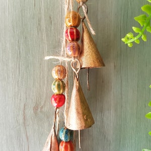 Bells on String With 6 Rustic Vintage Cow Bells and Multicolored ...