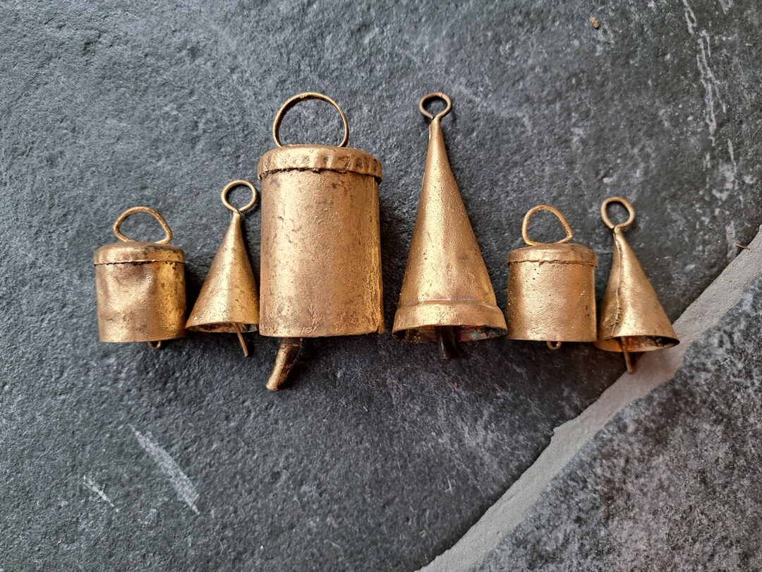 6 Brass Bells, Cow Bells, Cattle Bells, Wedding Bell Favors, Gol Metal ...