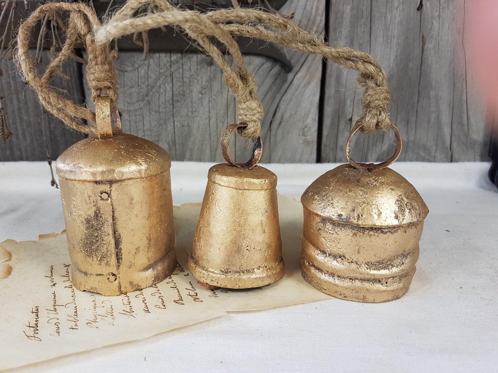 Set of 3 Large Cow Bells for Your Front Door Wreath, Porch Bells ...