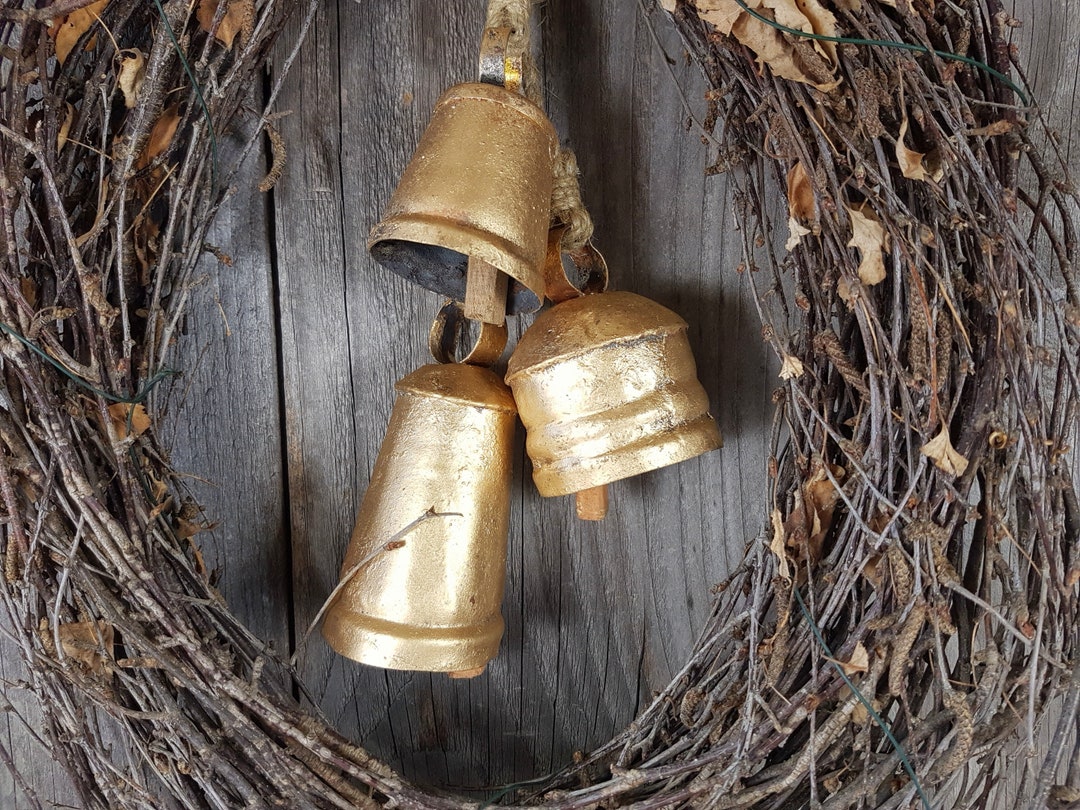 3 Hanging Large Cow Bells for Your Christmas Wreath, Front Door Porch ...