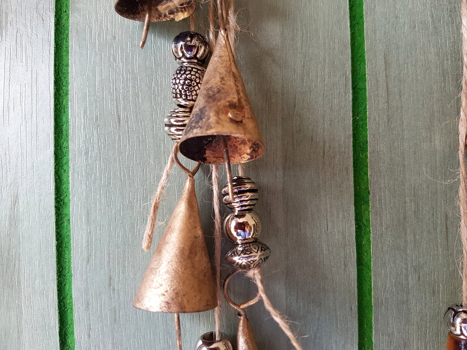 Cow Bells on a String Windchime With Bamboo and Silver | Etsy