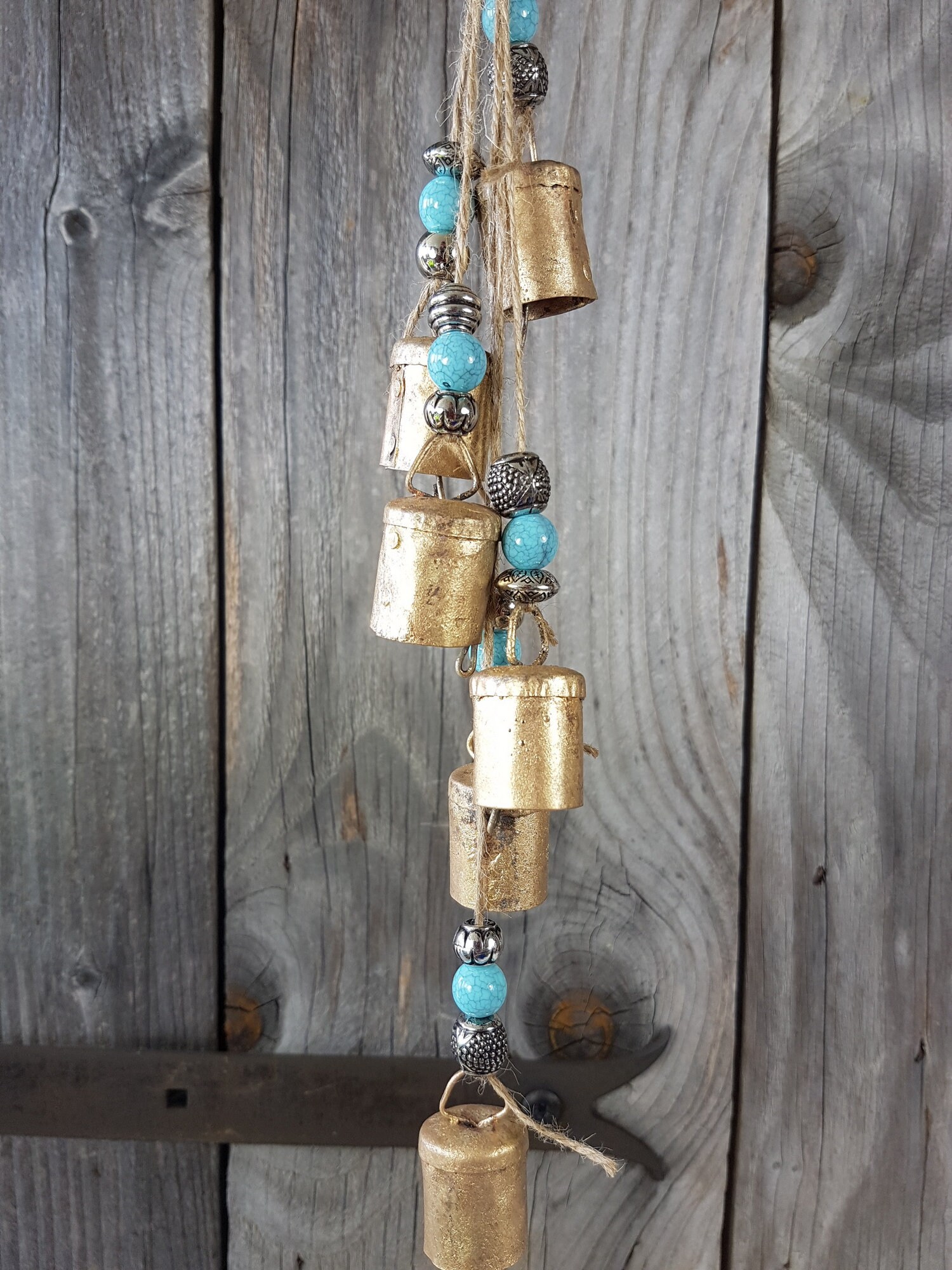Bells on String With Silver and Turquoise Rustic Windchime - Etsy