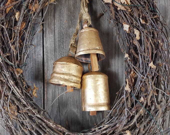 Set of 3 Large Cow Bells for Your Front Door Wreath, Porch Bells ...