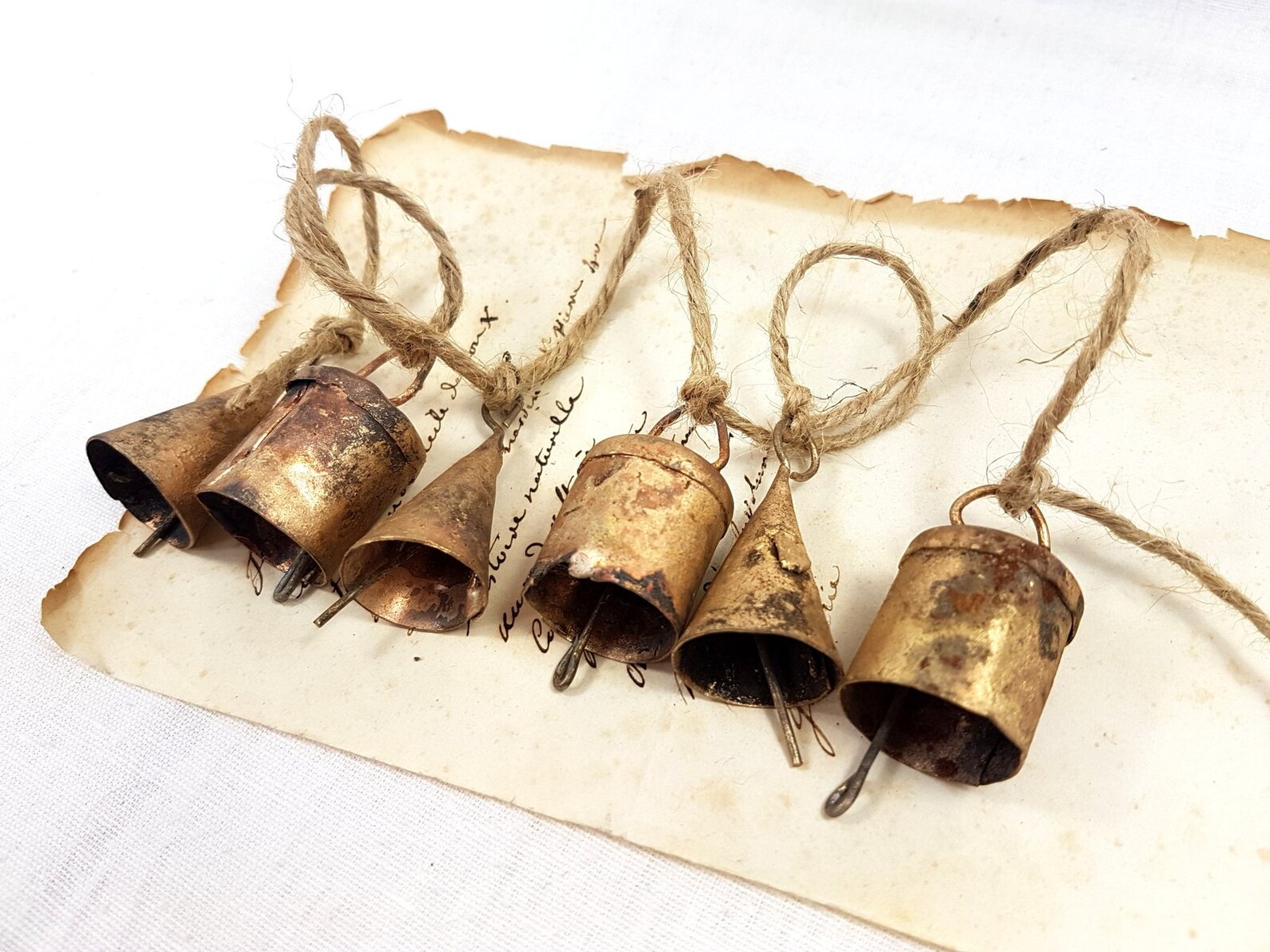 RUSTIC Windchime Bells Mobile Bells on String Small Bells - Etsy