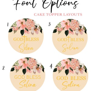 Personalized God Bless Cake Topper Christening Cake Topper Name Topper ...