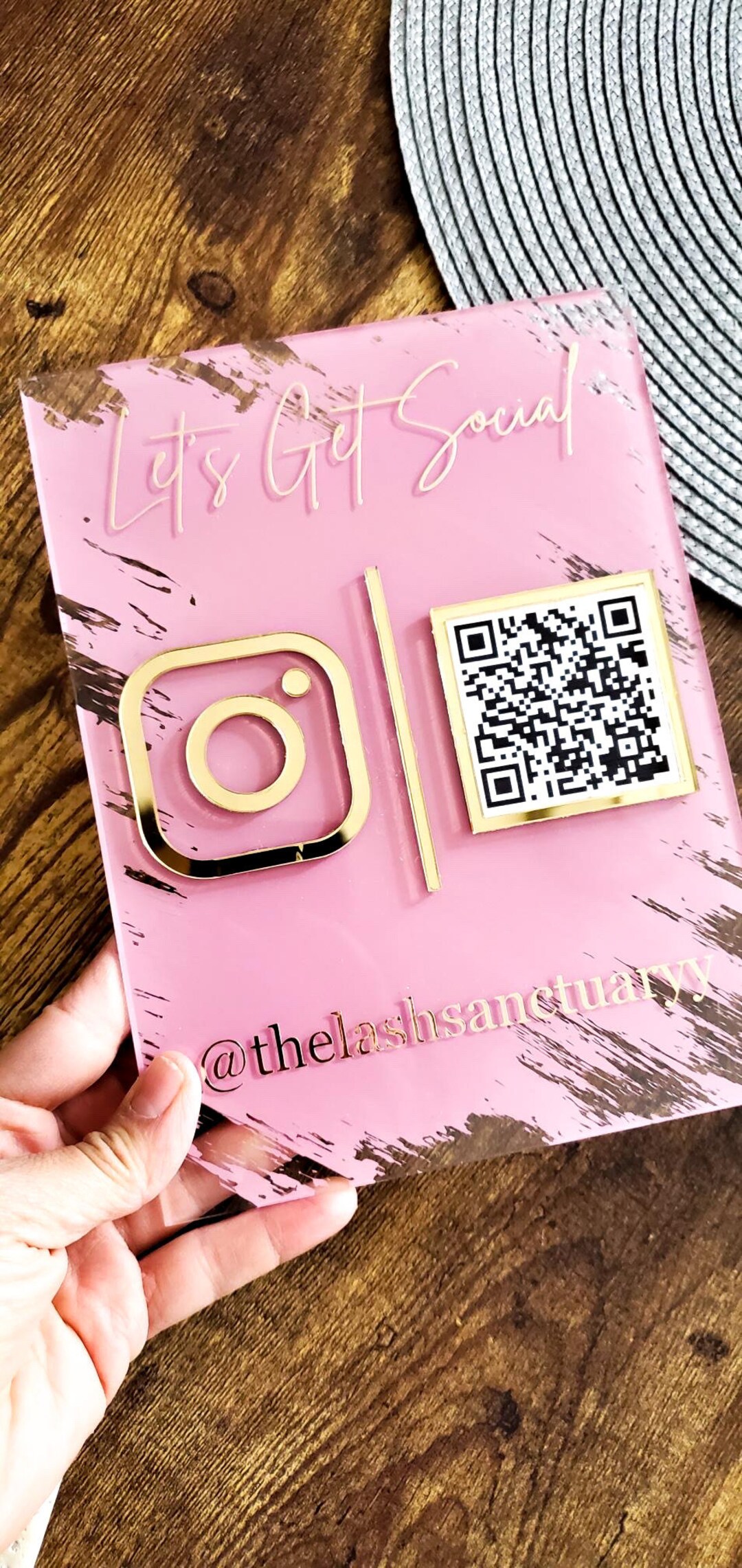 Double Business Social Media Sign | Reception Desk Sign | Instagram ...