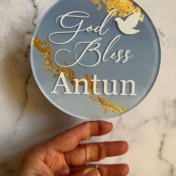 God Bless Round Cake Topper - Etsy